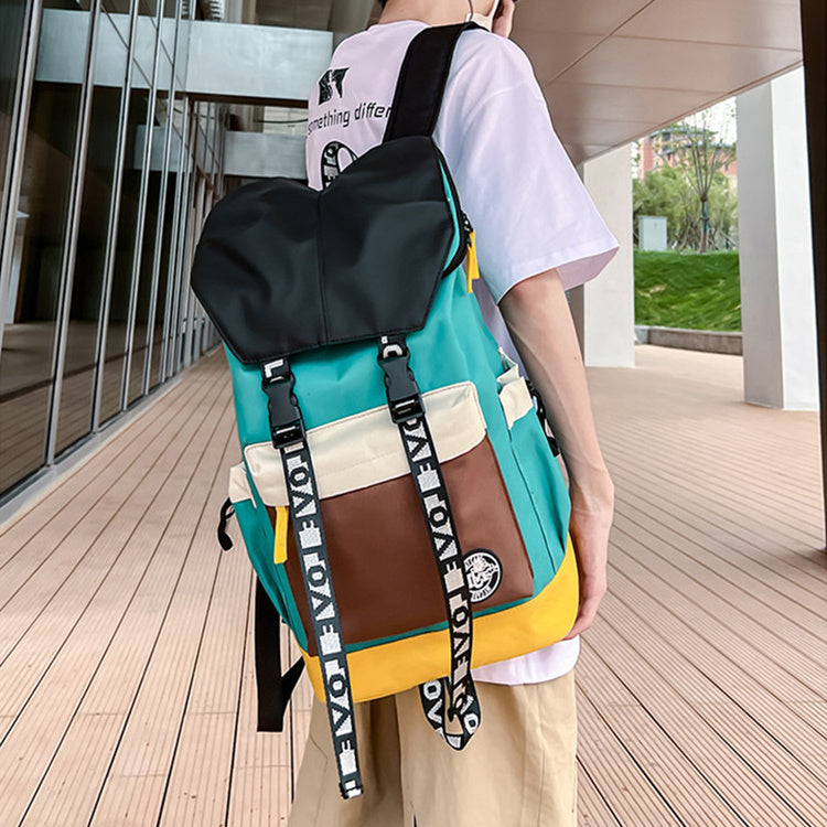 New Color Matching Backpack Fashion Outdoor Travel Bags Men Women Pers ...